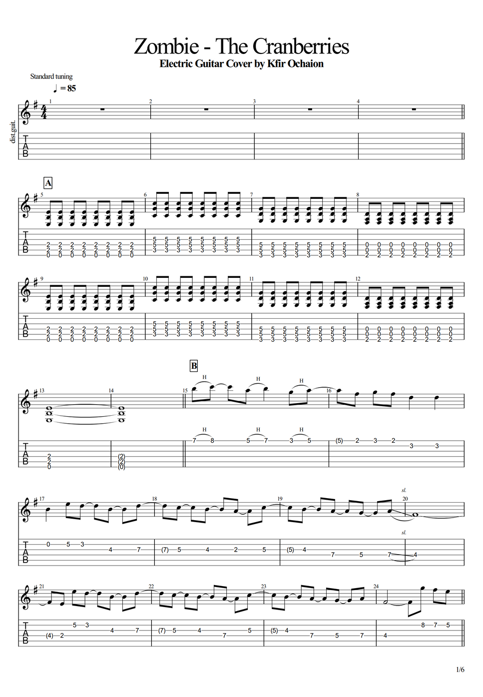 The Cranberries - Zombie by Kfir Ochaion Lembar Musik