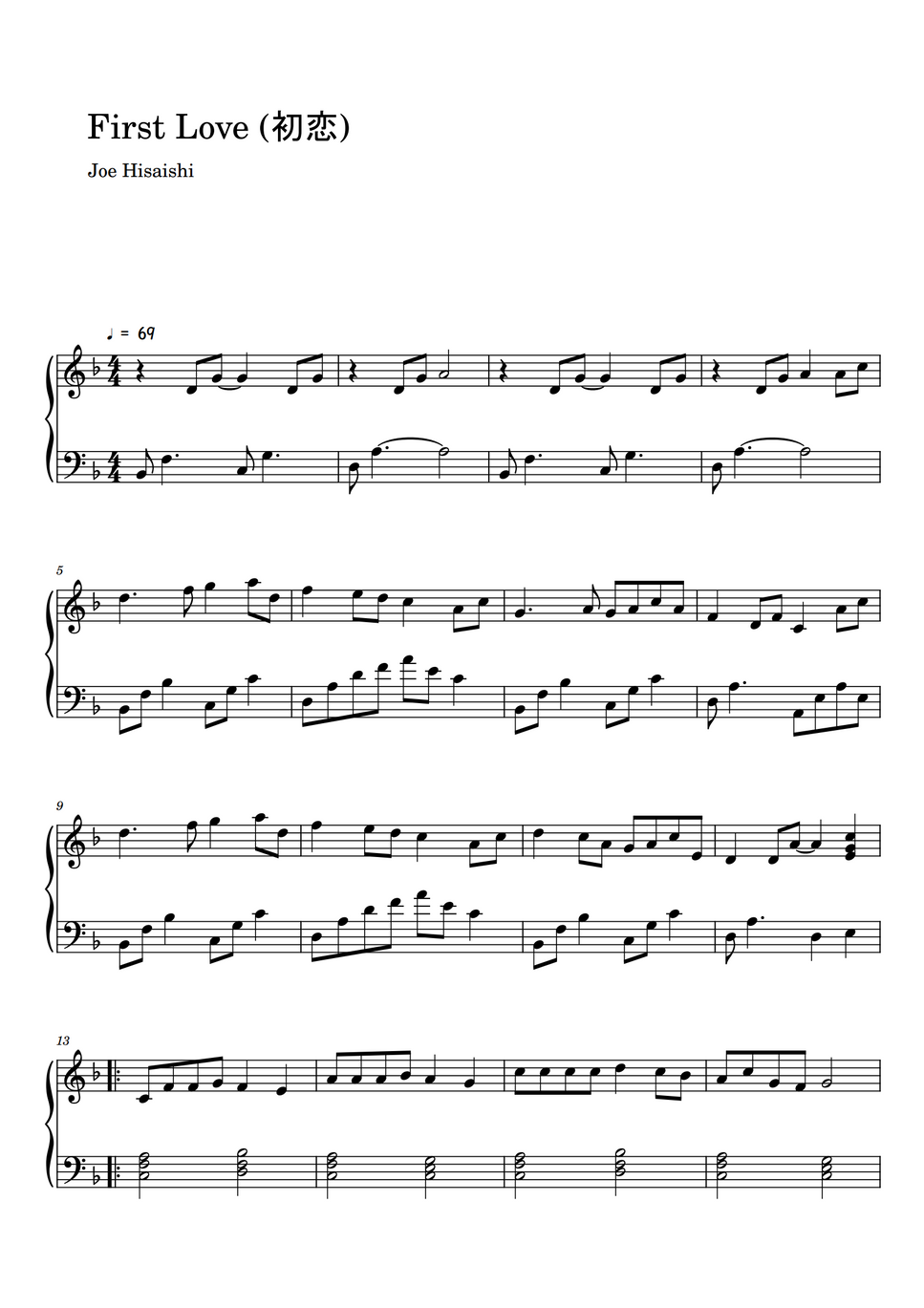 Joe Hisaishi - First Love (初恋) (Sheet Music, MIDI,) by Roxette Hoja