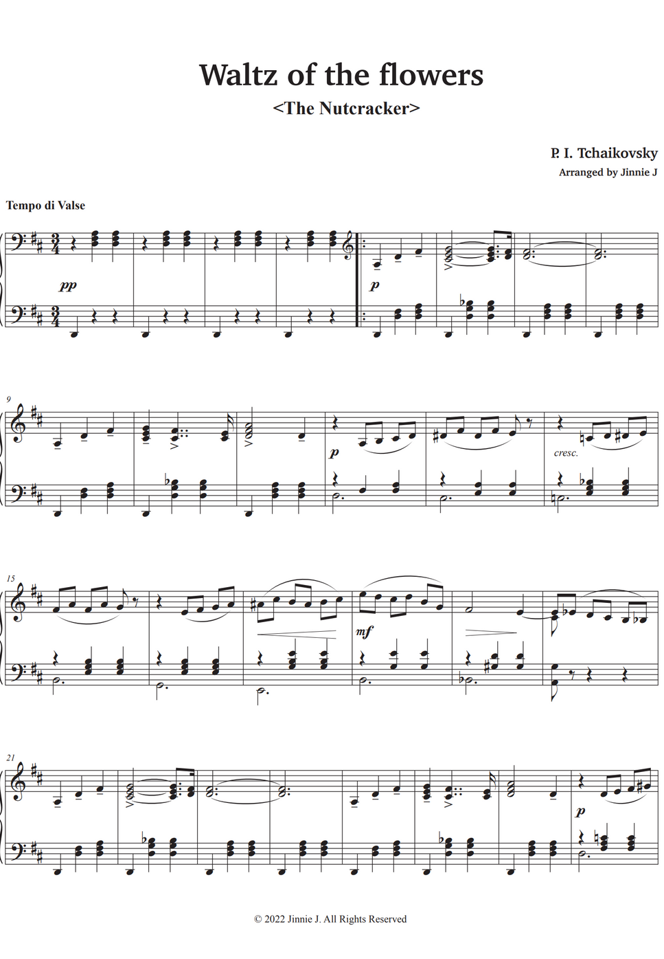 Tchaikovsky - Waltz of the Flowers (The Nutcracker) by Jinnie J楽譜