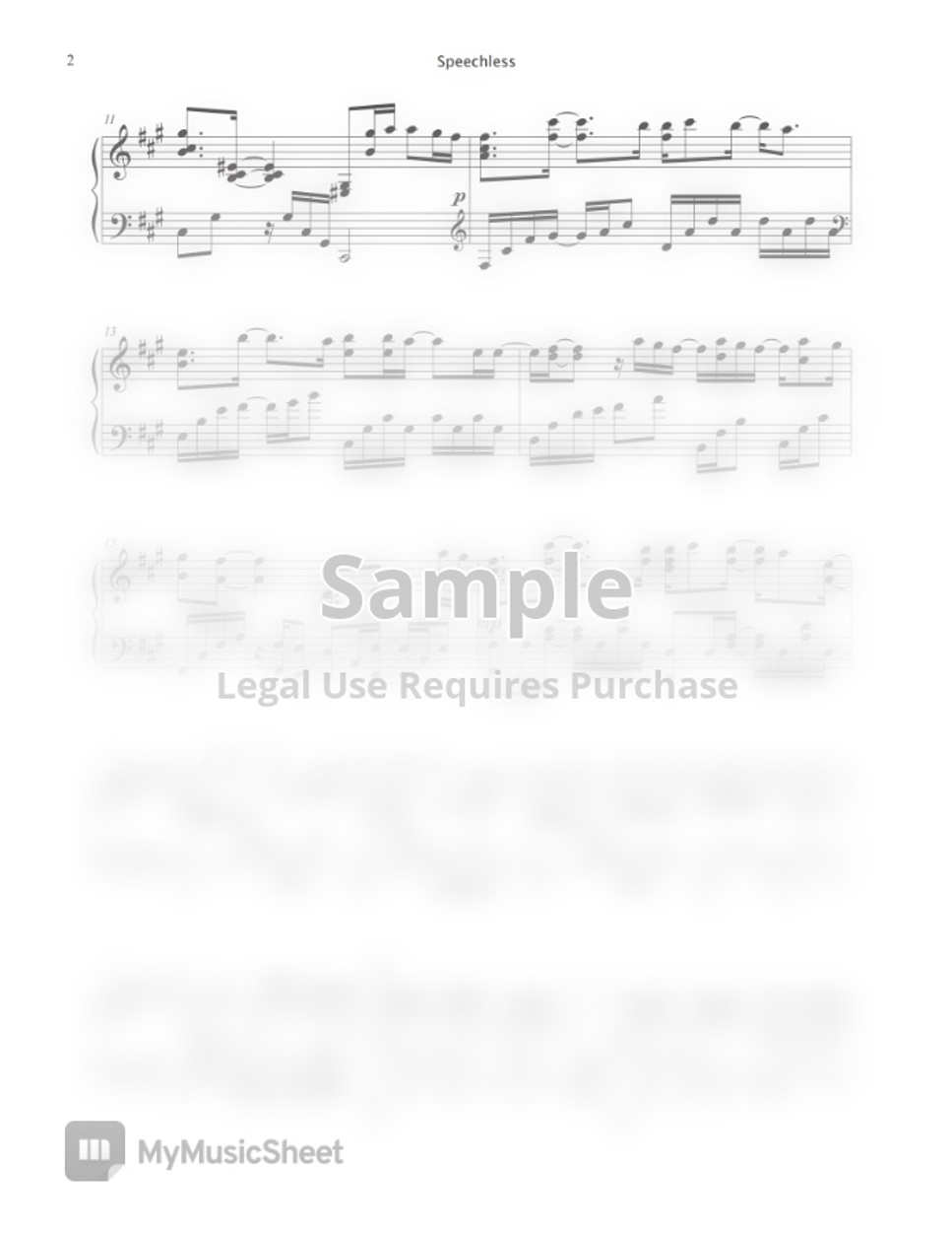 Naomi Scott - Speechless Piano Sheet Music Hoja