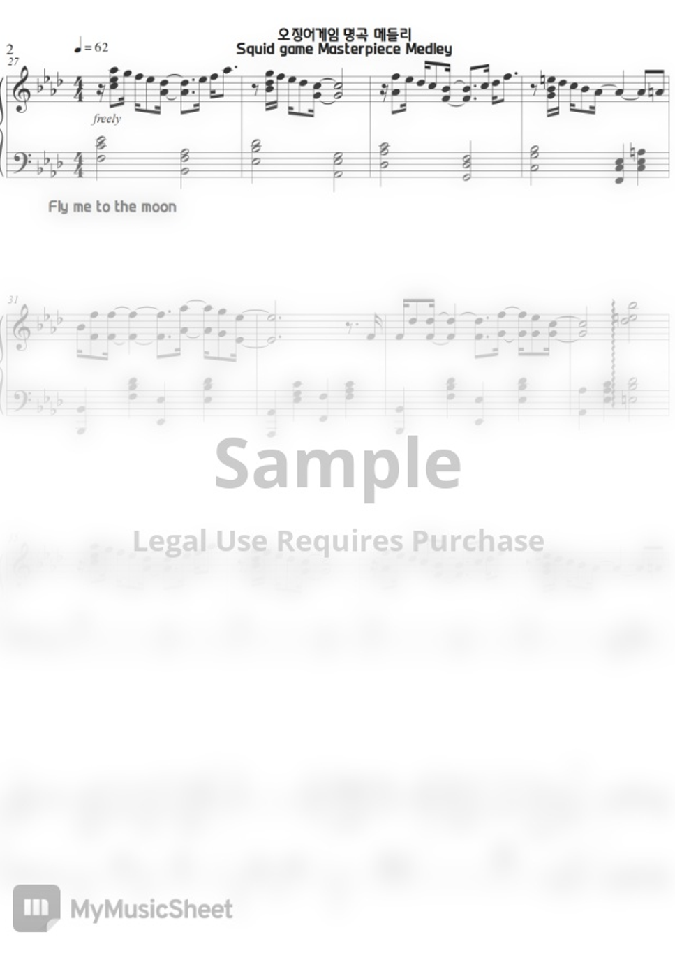 Squid game OST/BGM - Masterpiece medley that anyone who hears knows Notenblatt by Sunny Fingers ...