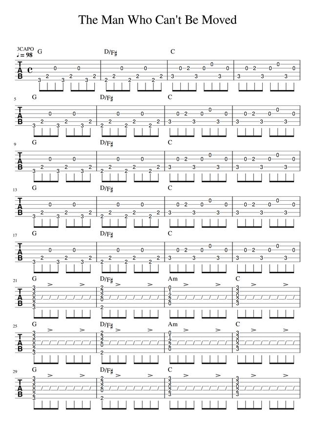 The Script - The_Man_Who_Can't_Be_Moved by Guitar24H Sheet Music