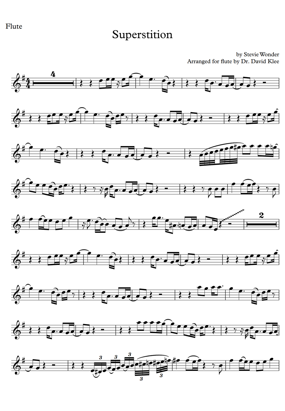 Stevie Wonder - Superstition by Dr. David Klee Spartito