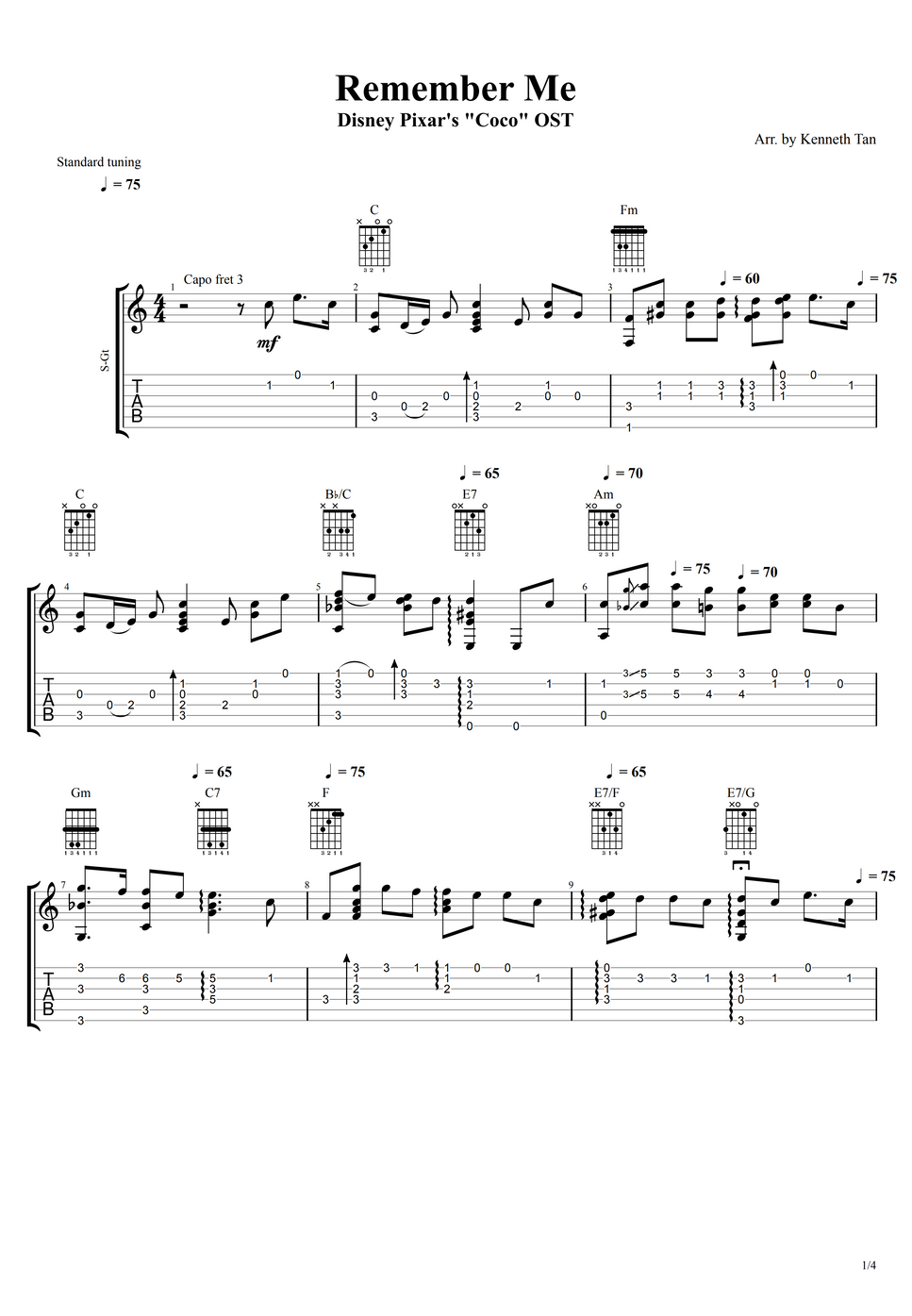 Disney Pixar's "Coco" OST - Remember Me | Fingerstyle Guitar Blad