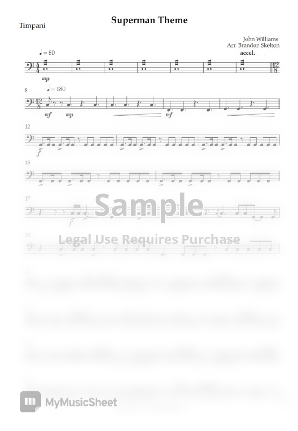 John Williams - Theme From Superman (Parts) Lembar Musik by Brandon Skelton