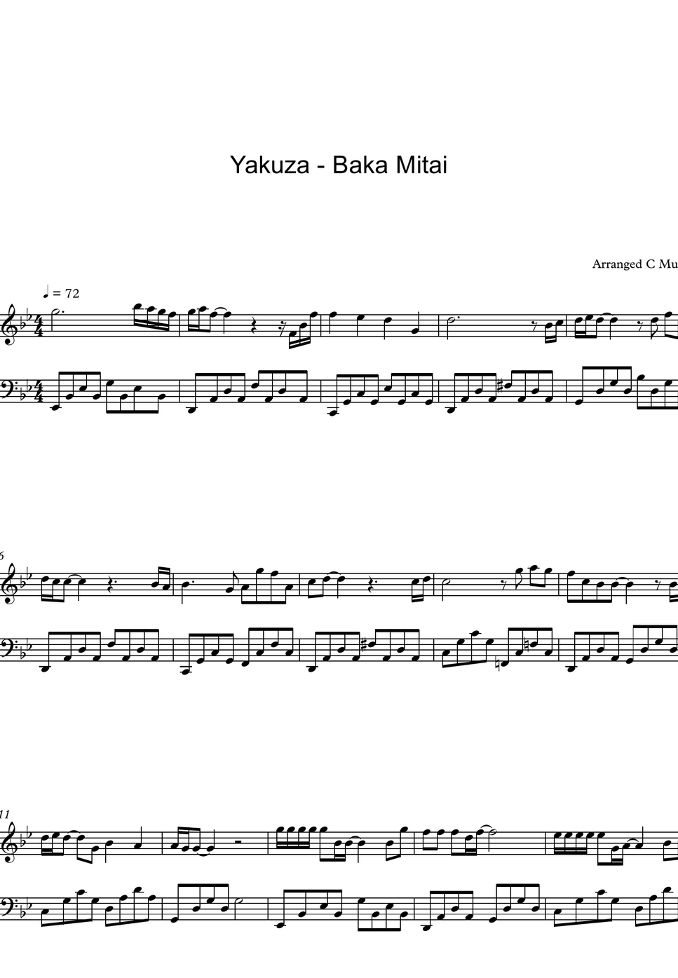 Yakuza - Baka Mitai by C Music Sheet