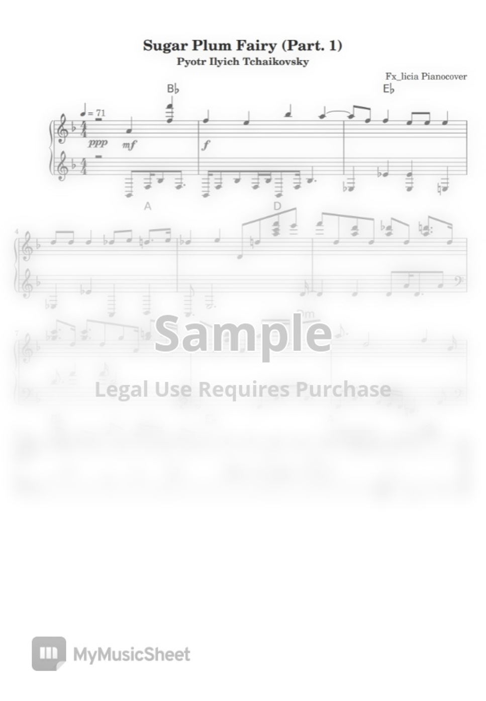 Tchaikovsky - Sugar Plum Fairy by Fx_licia Pianocover Sheet