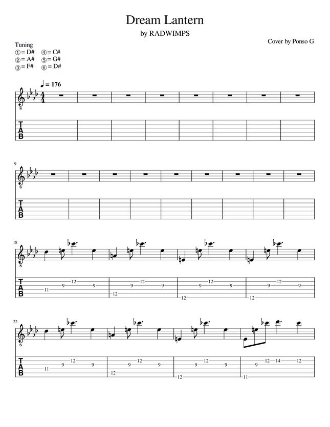 RADWIMPS - Dream Lantern by Ponso G Sheet Music