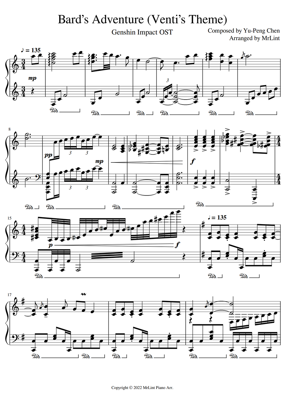 Yu-Peng Chen - Bard’s Adventure (Genshin Impact OST) by MrLint แผ่น