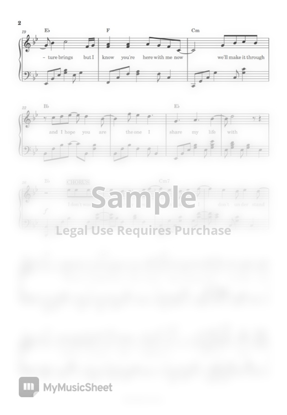 Daniel Bedingfield - If You're Not the One (piano sheet music) by Mel's Music Corner Partitura
