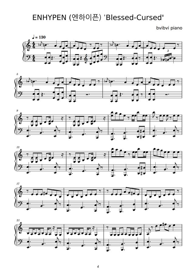 ENHYPEN (엔하이픈) - Blessed Cursed (블레스드 커스드) by bvibvi piano Sheet Music