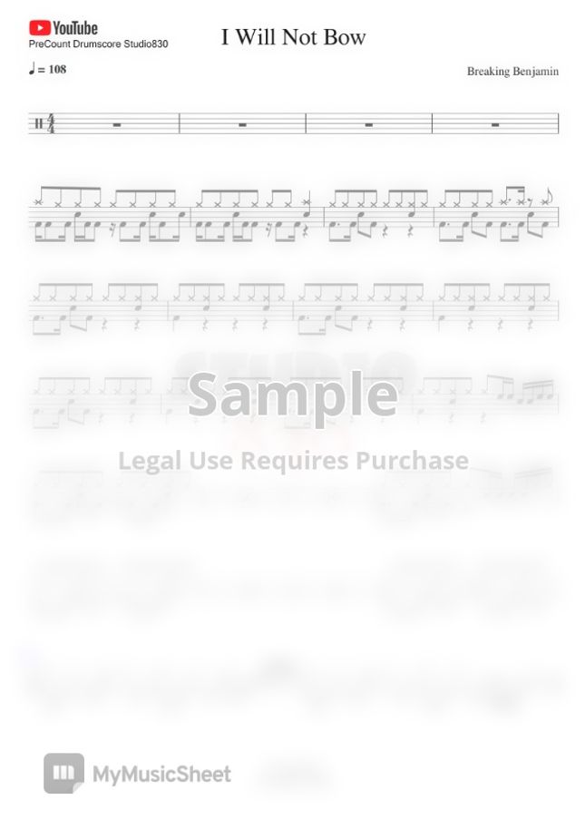Breaking Benjamin - I_Will_Not_Bow by Studio830 Sheet Music