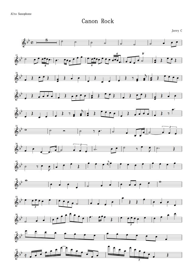 JerryC - Canon Rock (in Eb) Sheet Music