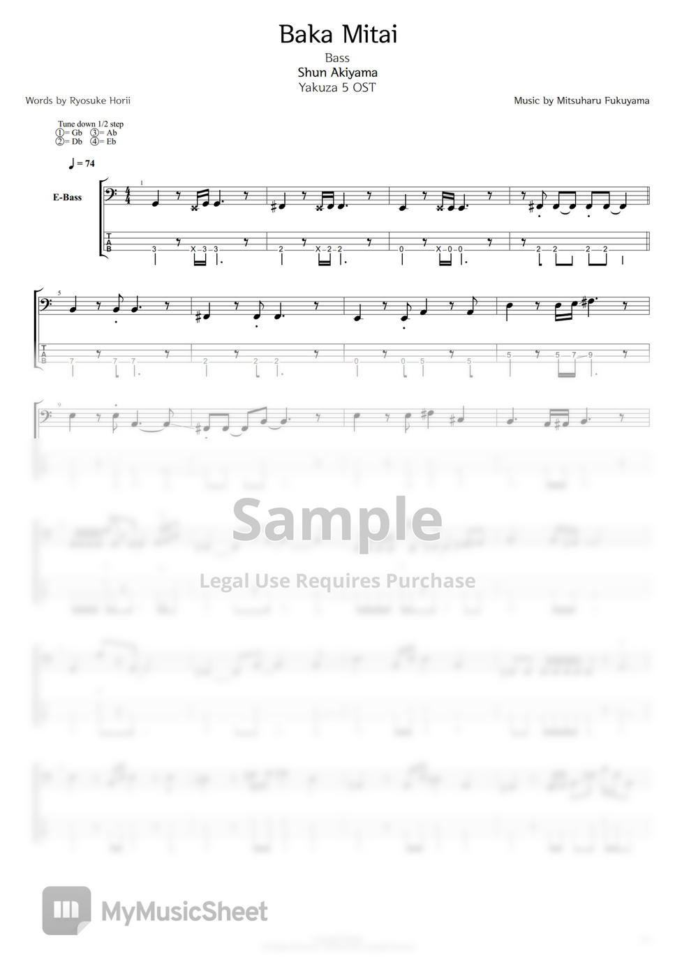 Mitsuharu Fukuyama - Baka Mitai (다메다메) by Mandu Sheet