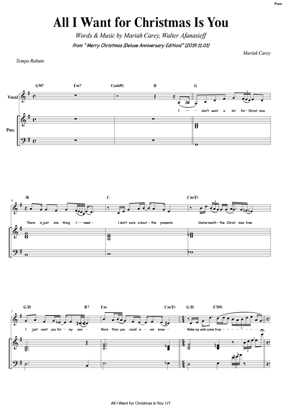Mariah Carey - All I Want For Christmas Is You | Piano Sheet