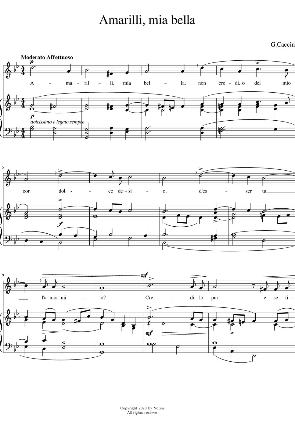 G.Caccini - Amarilli, mia bella (Gmin) Partitura by noten(노튼)