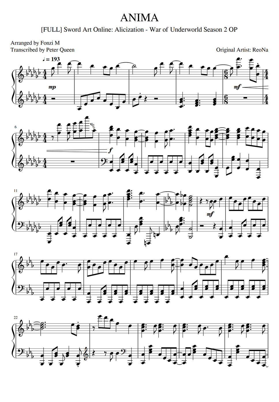 ReoNa - Sword Art Online: Alicization - War of Underworld Season 2 OP - "ANIMA" by Fonzi M Hoja