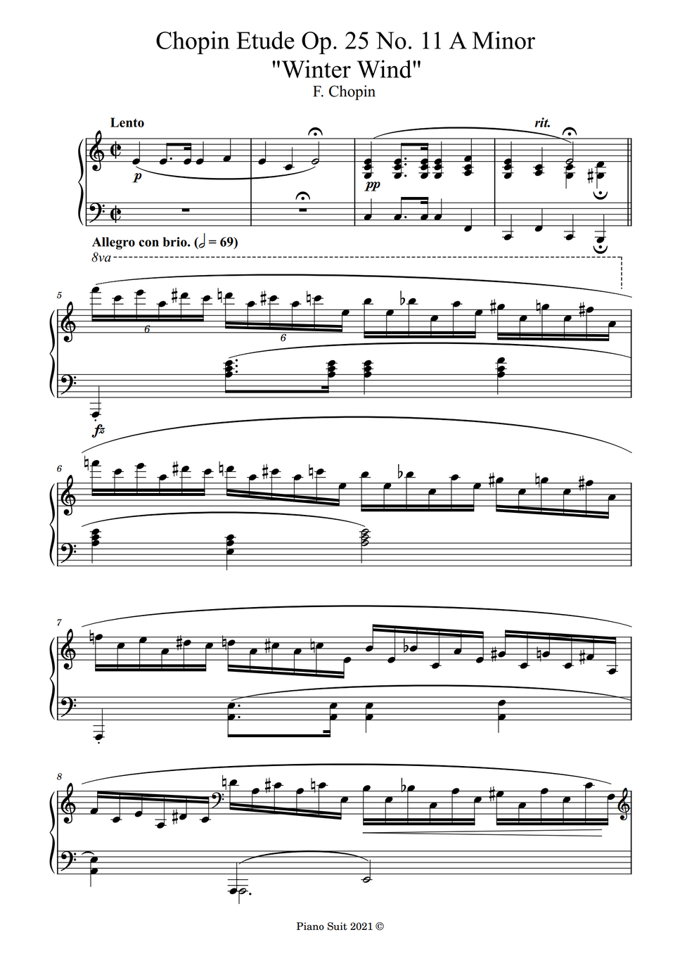 Chopin - Etude Op. 25 No. 11 A Minor(Winter Wind) by Piano Suit Partition musicale