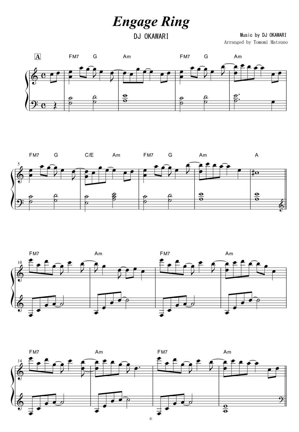 DJ OKAWARI - Engage Ring by piano*score Sheet