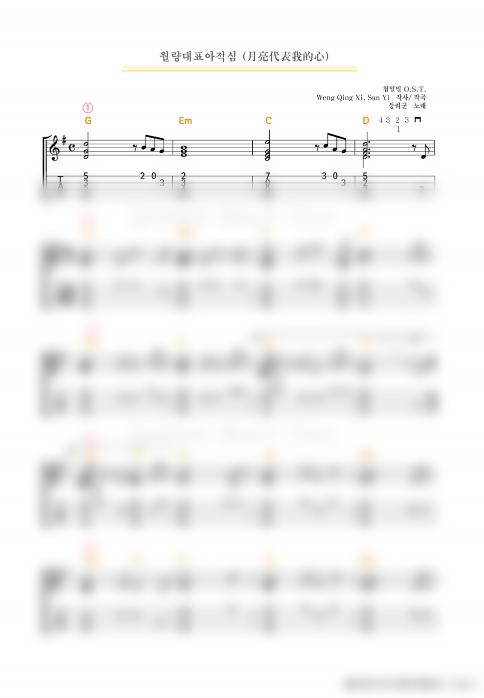 등려군Teresa Teng - 월량대표아적심 月亮代表我的心 (Ukulele) by Ajoy★ Hoja