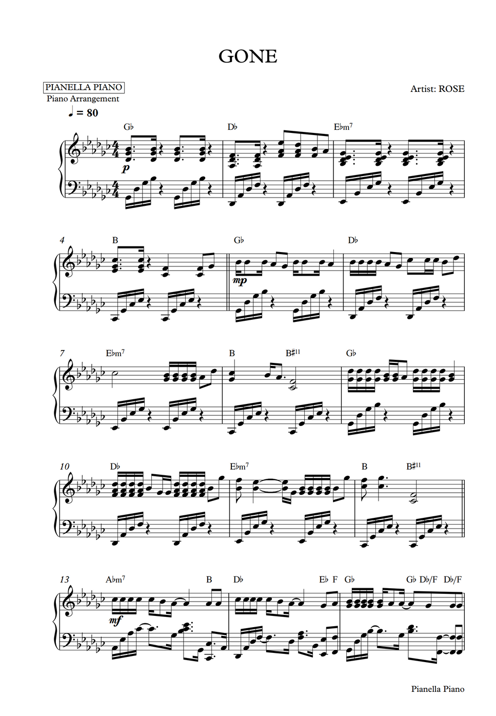 BLACKPINK ROSE - GONE Partitura