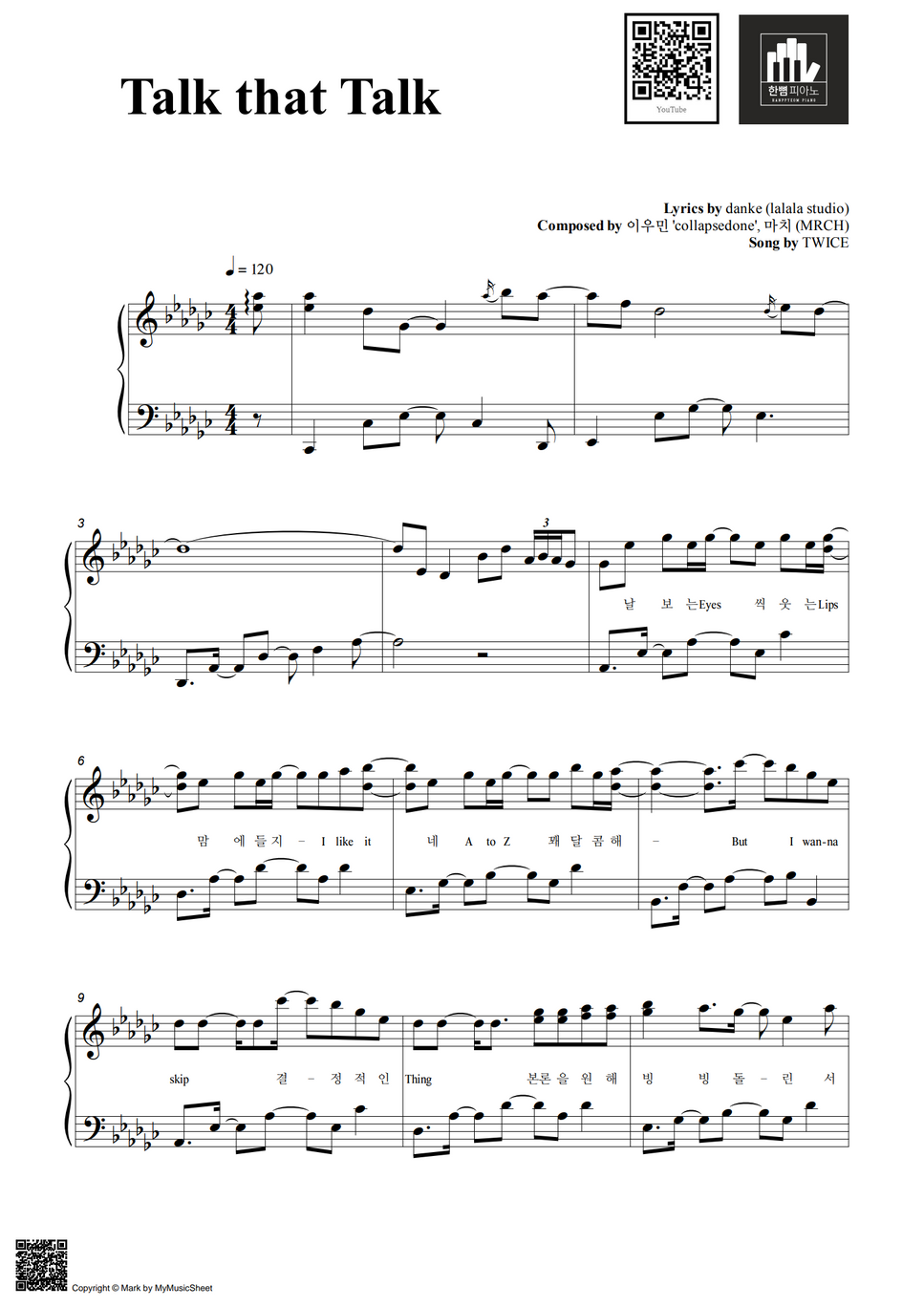 TWICE - Talk That Talk by Bernard Hui Sheet