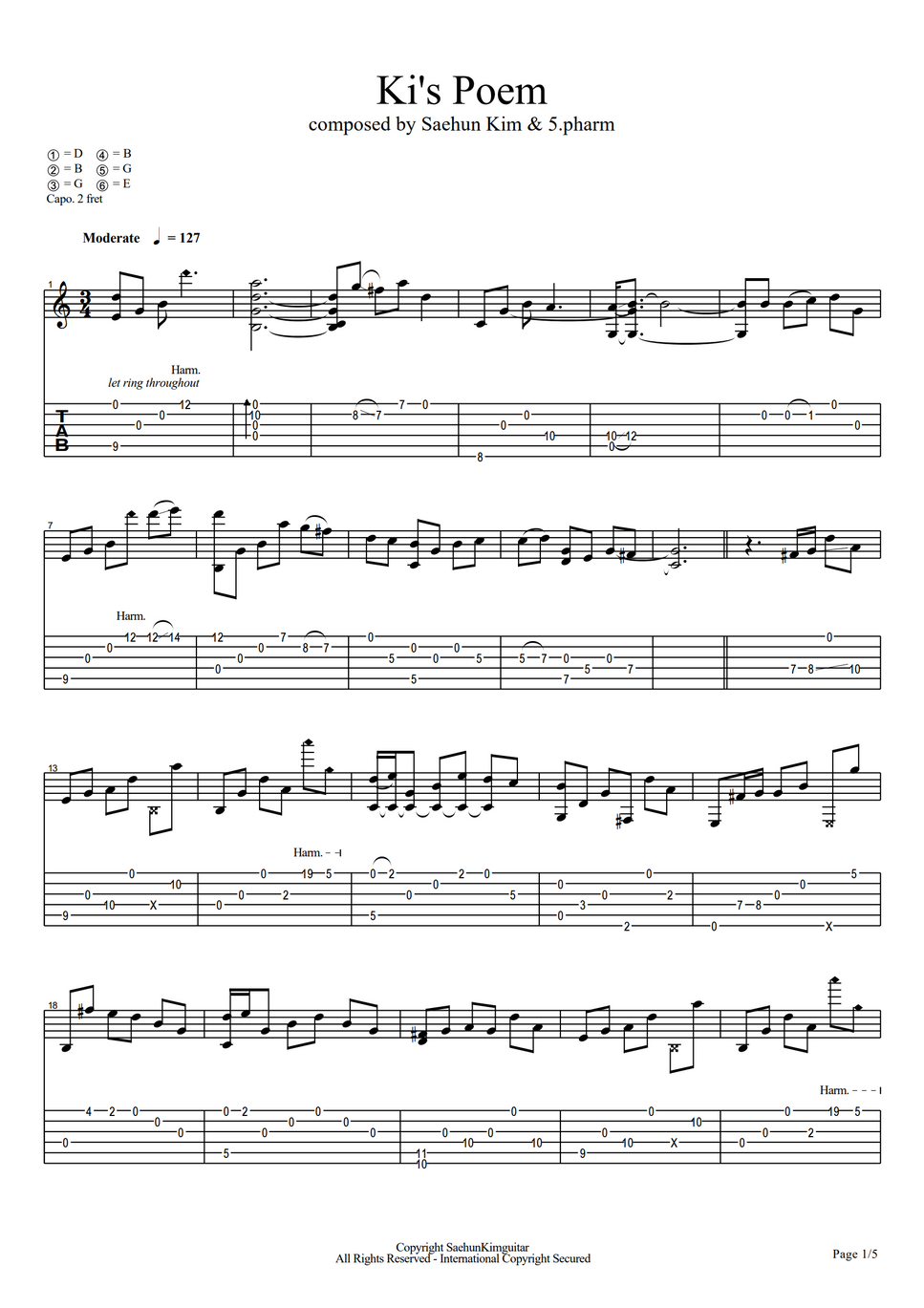 김세훈 (Saehun Kim) - Ki's poem 악보