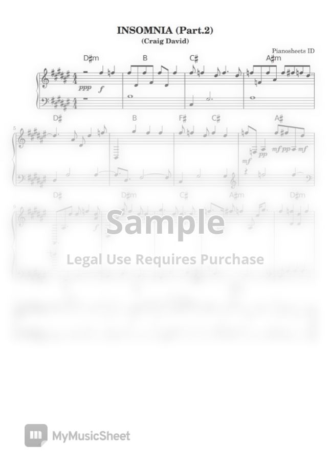 (Craig David) - INSOMNIA by Fx_licia Pianocover Sheet Music