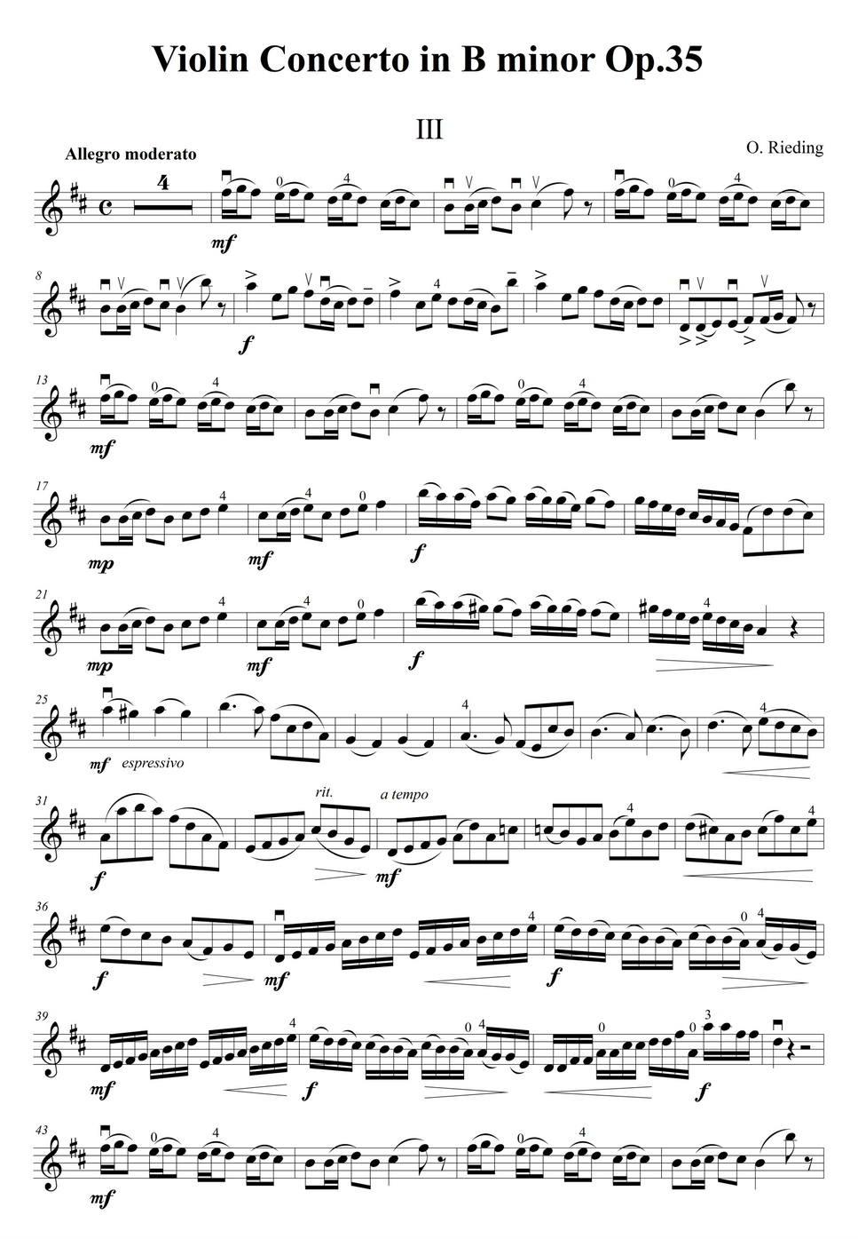 O.Rieding - Violin Concerto Op.35-3악장 (MR포함) by Lee 악보