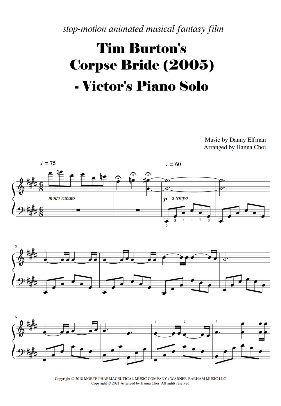 D.Elfman - Tim Burton's "Corpse Bride(유령신부)" - Victor's Piano solo by ...
