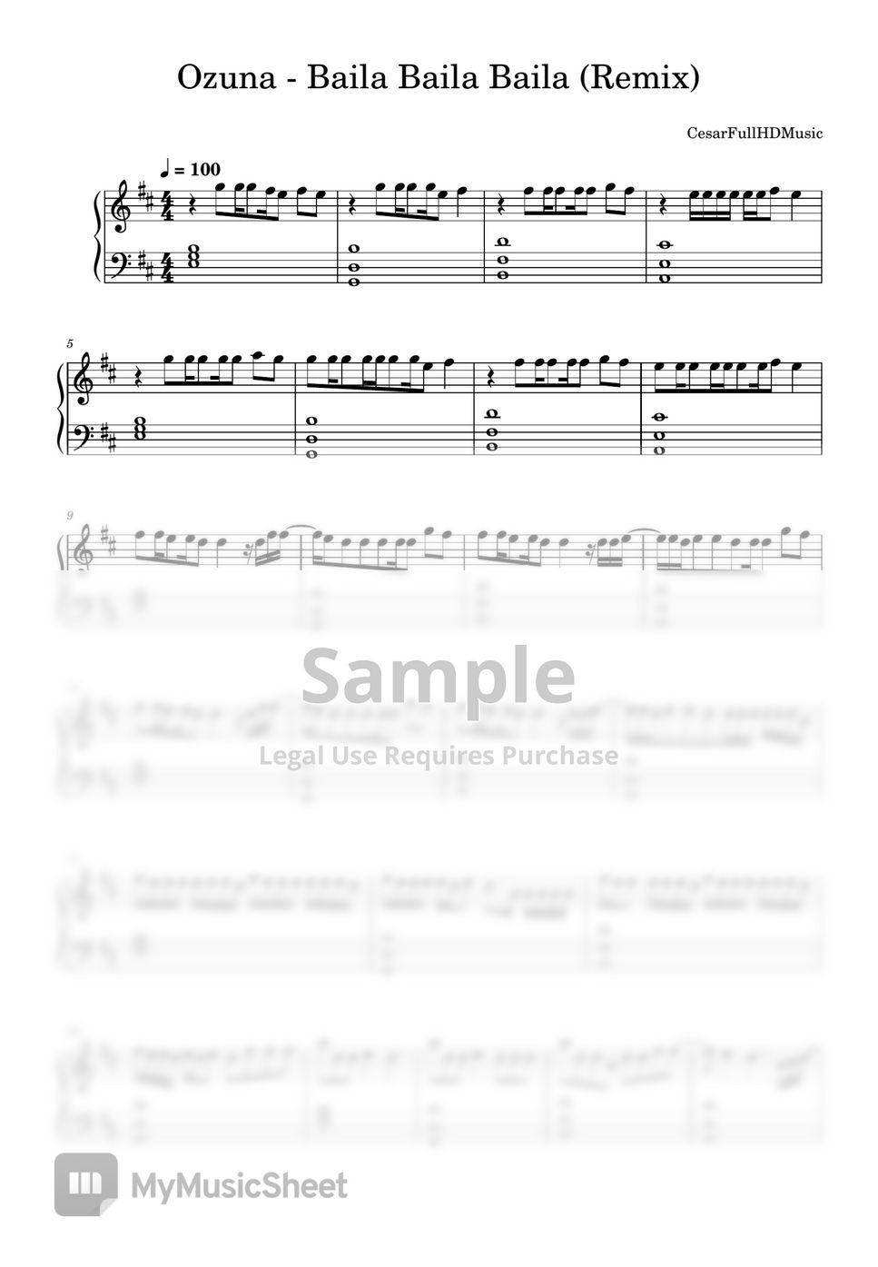 Ozuna - Baila Baila Baila (Remix) Sheet