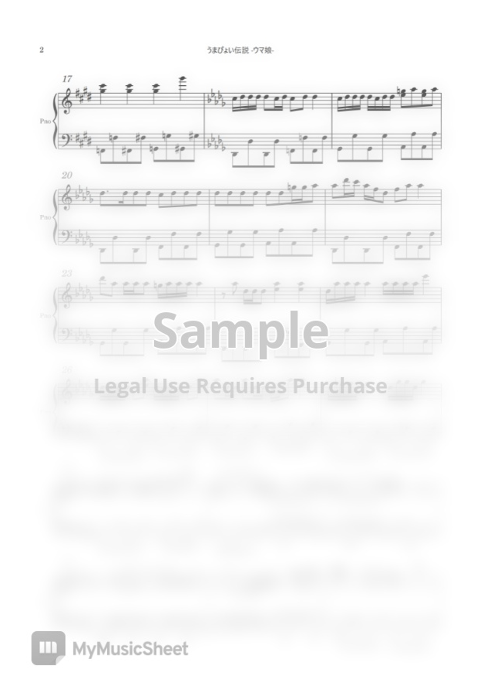 ウマ娘 プリティーダービー/Uma Musume - うまぴょい伝説/Umapyoi Densetsu Partition musicale