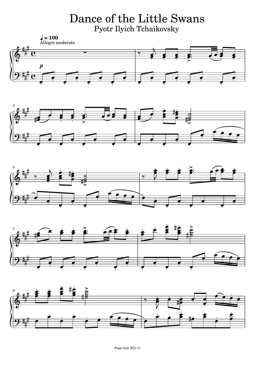 Tchaikovsky - Dance of the Little Swans Partition musicale by Piano Suit