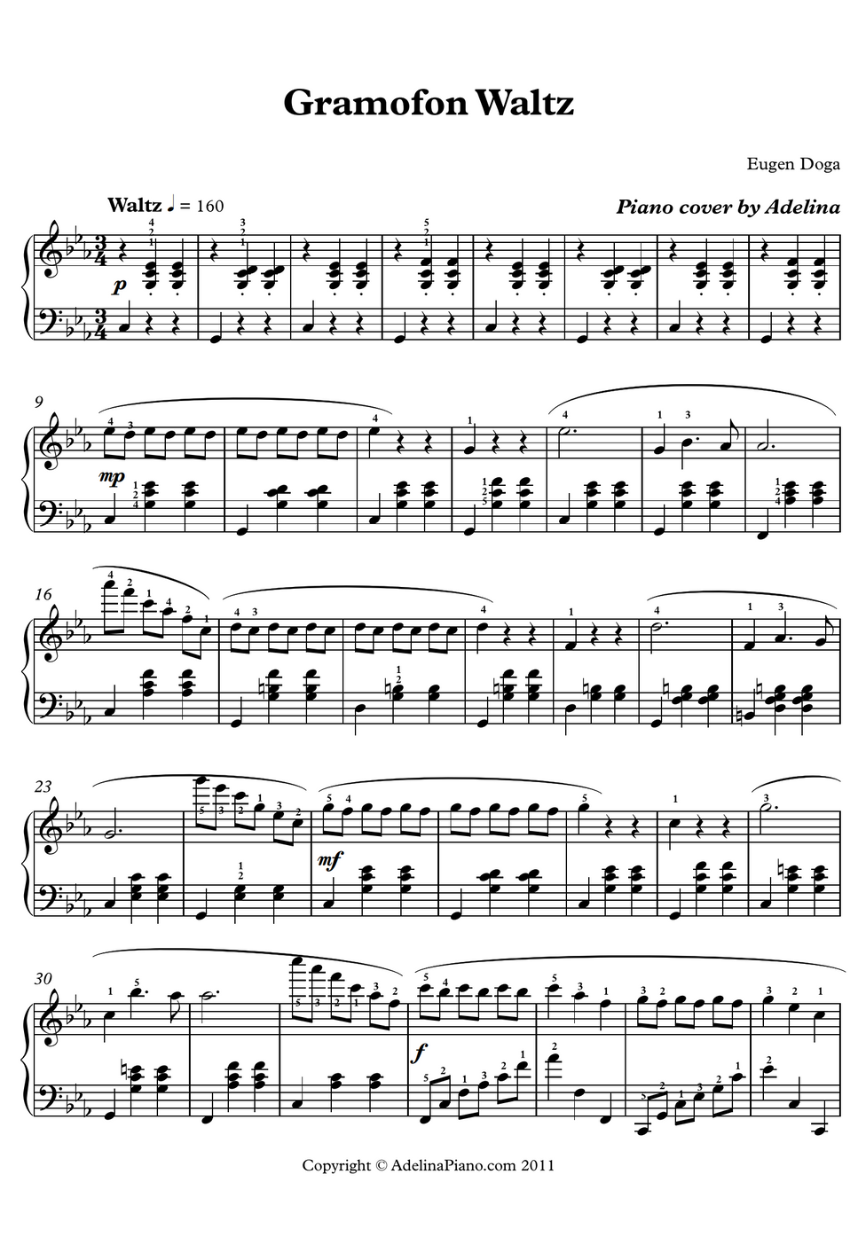 Eugen Doga - Gramofon Waltz by Adelina Piano Лист