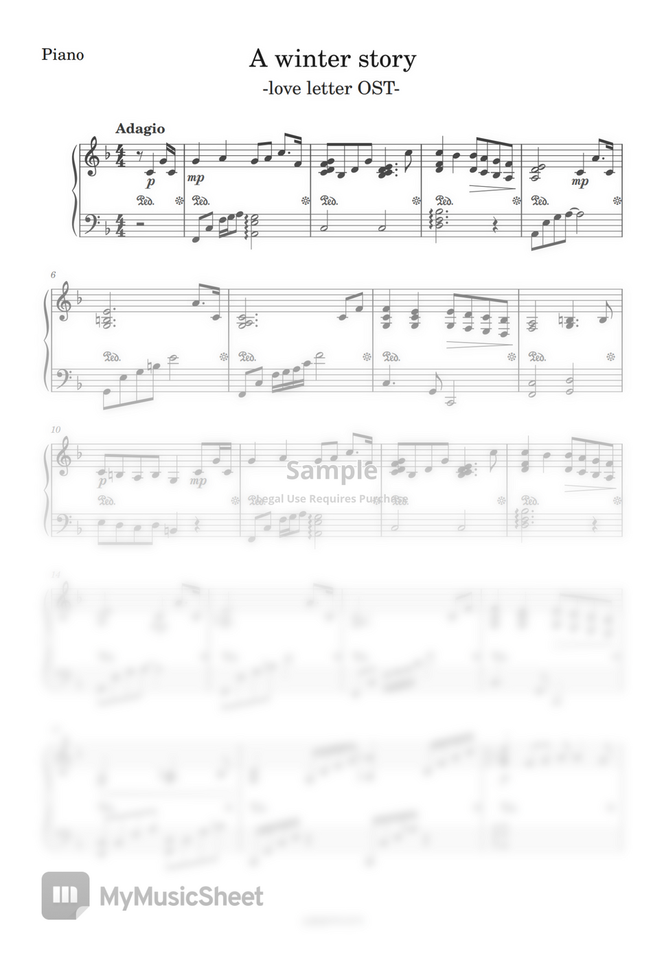 레이미 - A winter story (Love Letter OST/반주 MR/피아노 악보) Sheet by 심플플루트뮤직