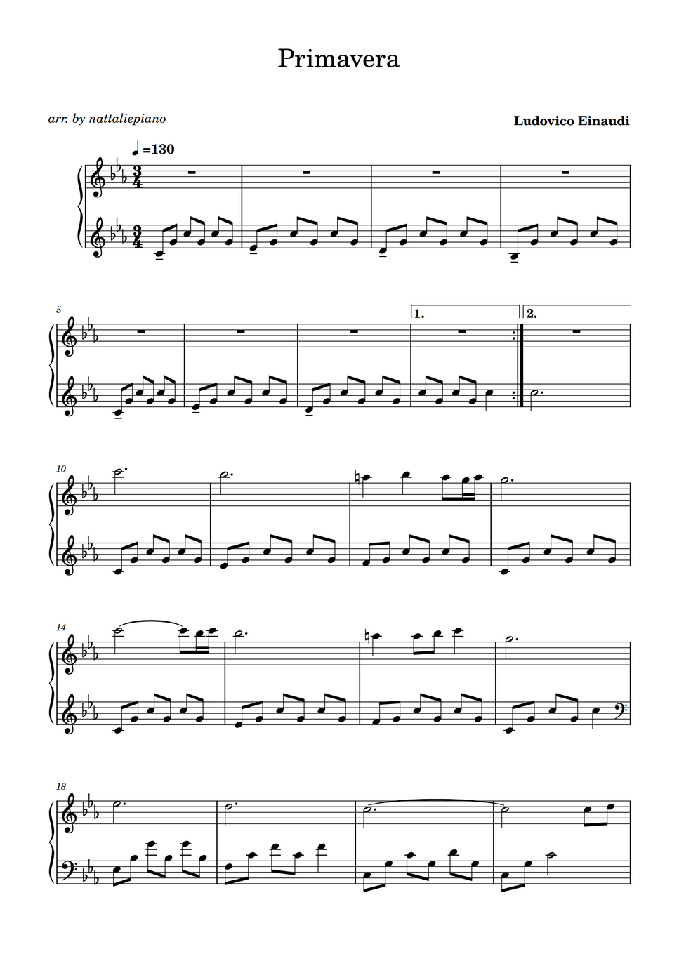 Ludovico Einaudi - Primavera by nattaliepiano Sheet