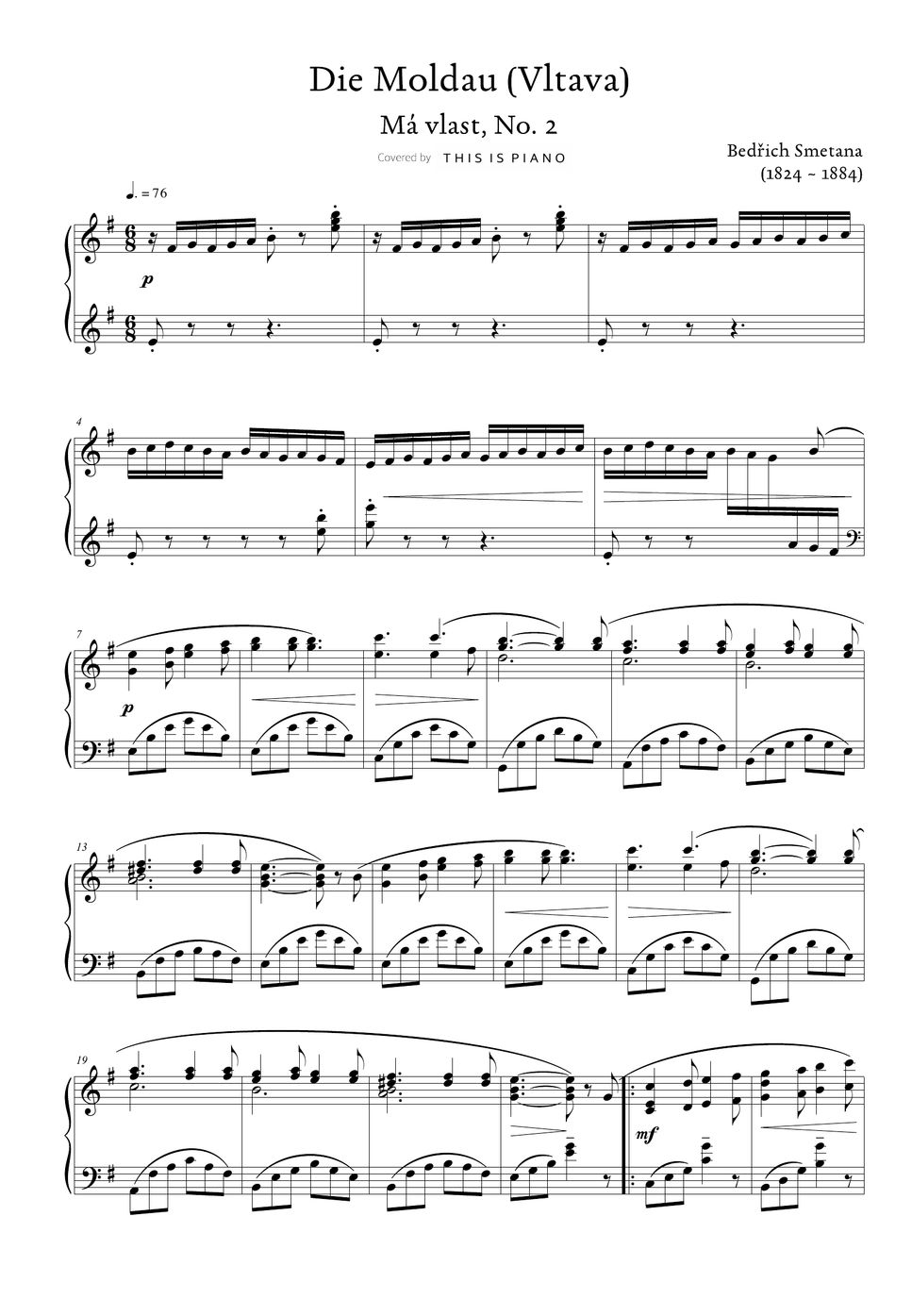 Bedřich Smetana - Vltava (The Moldau) (Intermediate Version) Hoja by ...