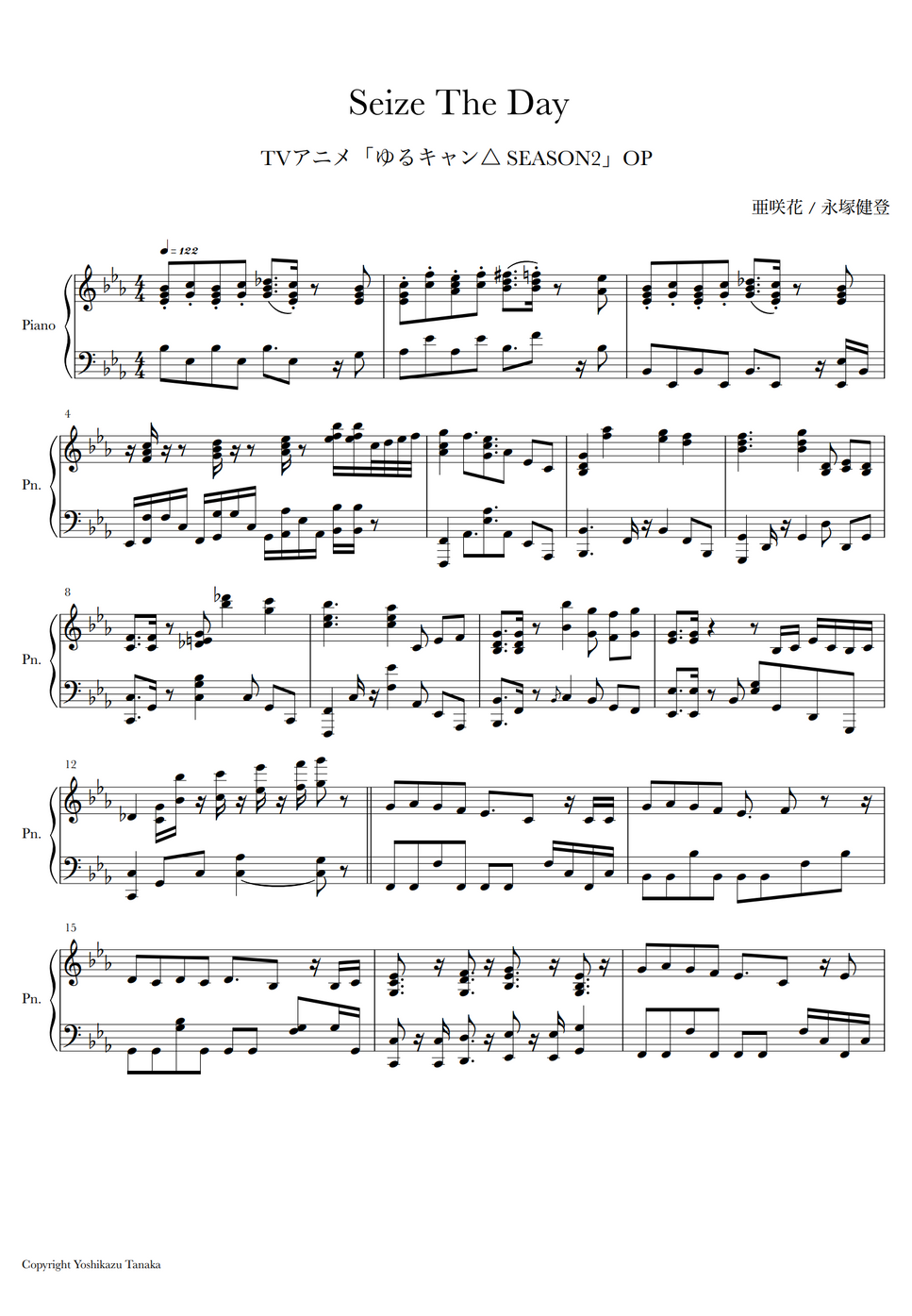 Asaka - Seize The Day Partitura