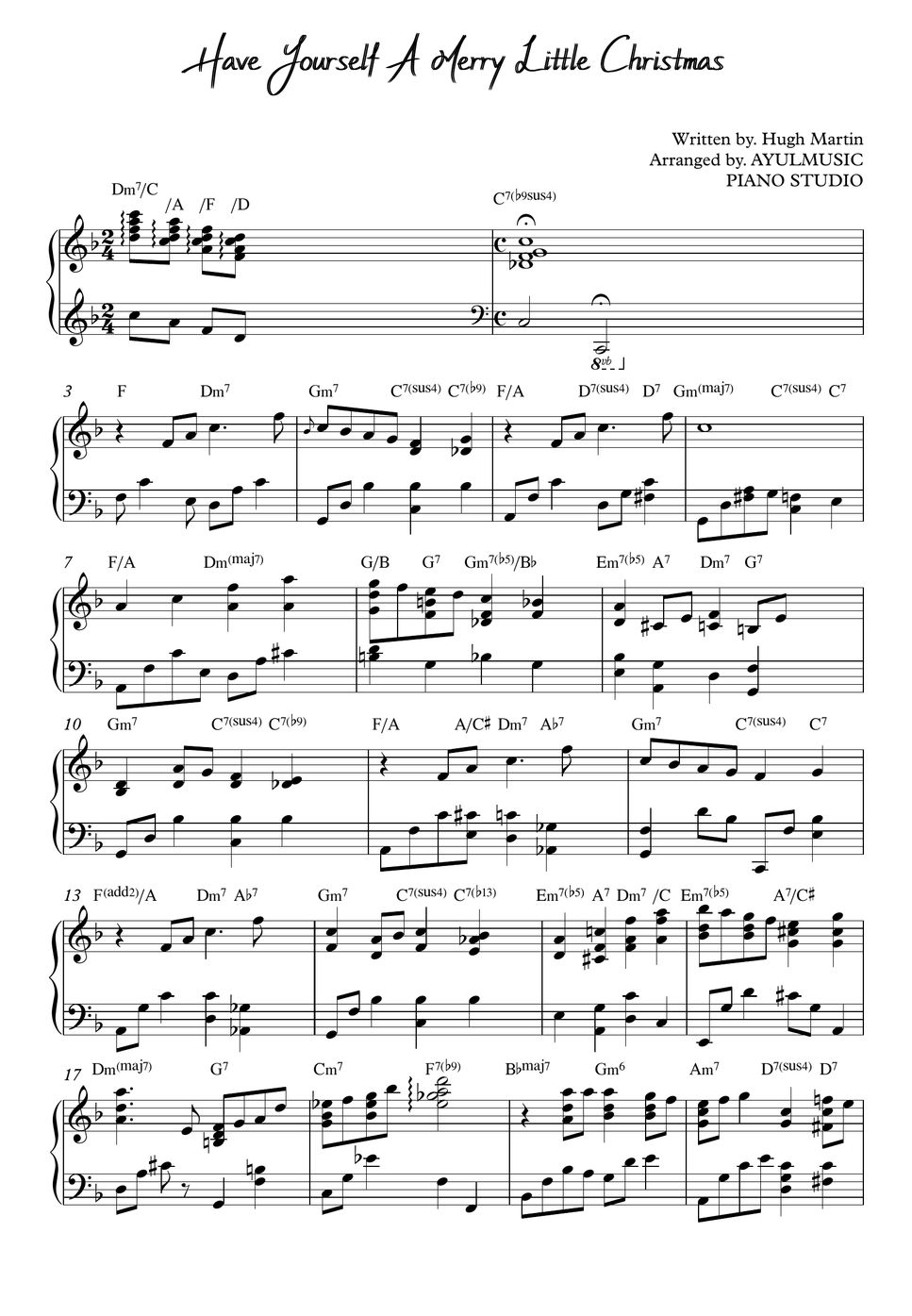 Hugh Martin - Have Yourself A Merry Little Christmas (Carol Jazz Ballad) 曲谱 by AYULMUSIC