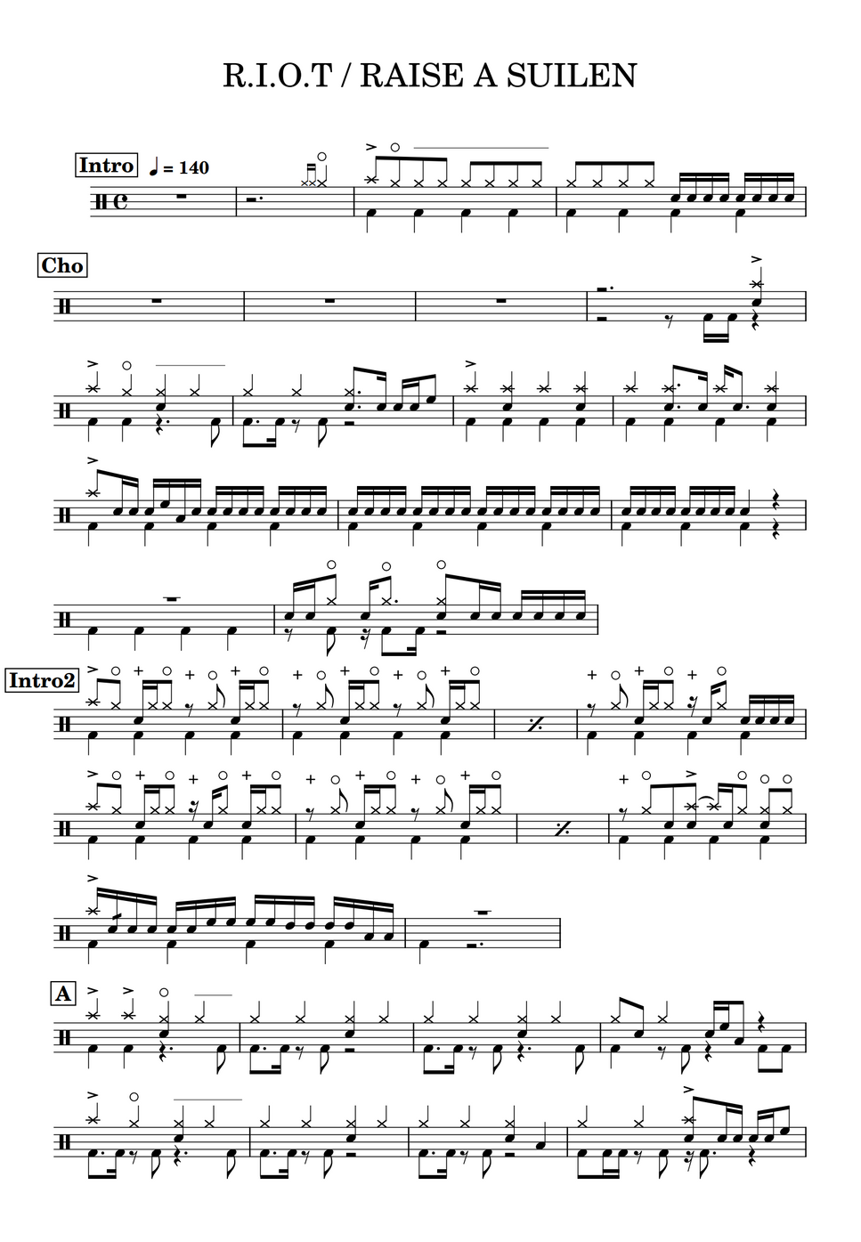 RAISE A SUILEN - R•I•O•T by GenKi T楽譜