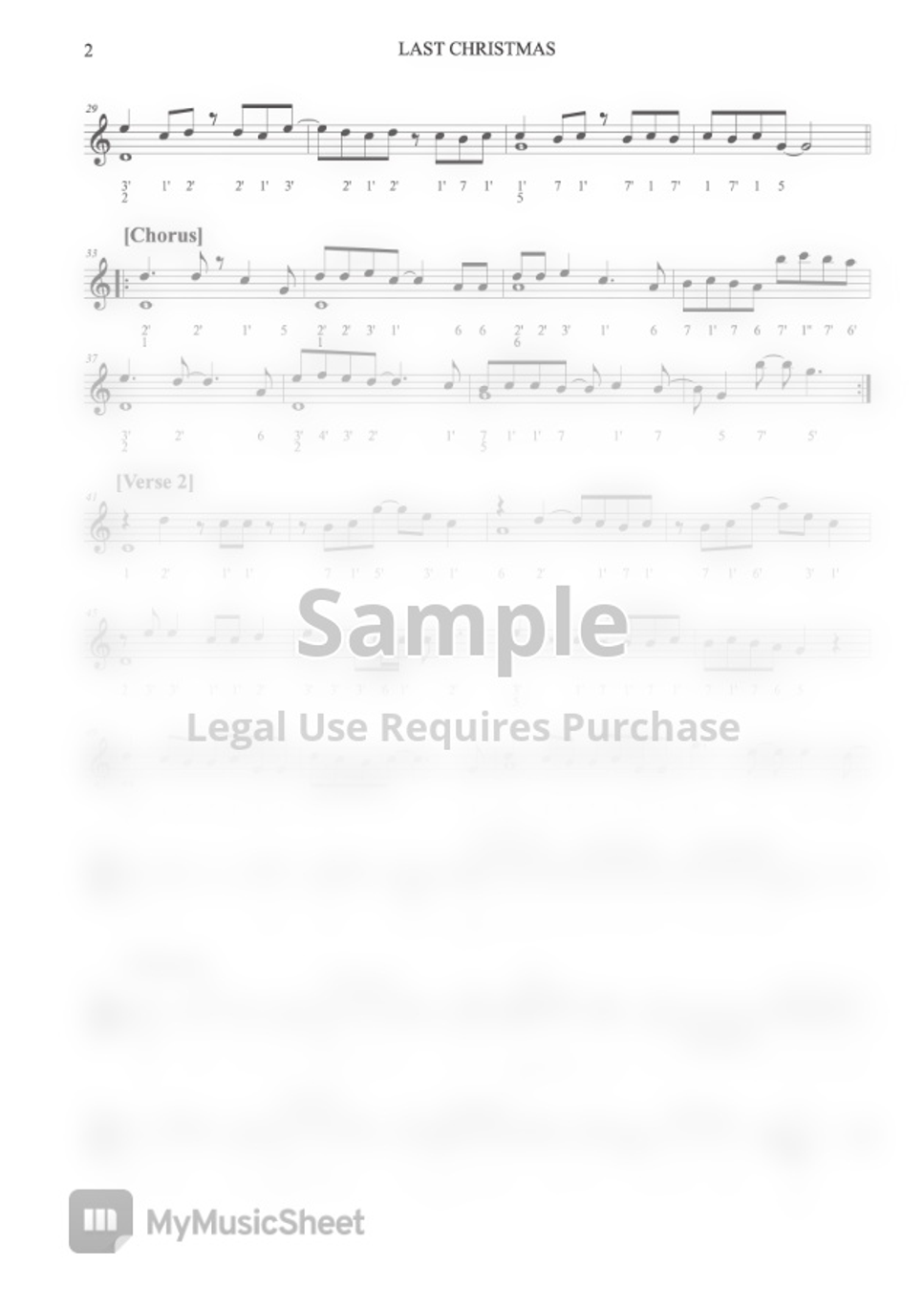 Wham! - Last Christmas EASY (kalimba) by Hammubara Sheet