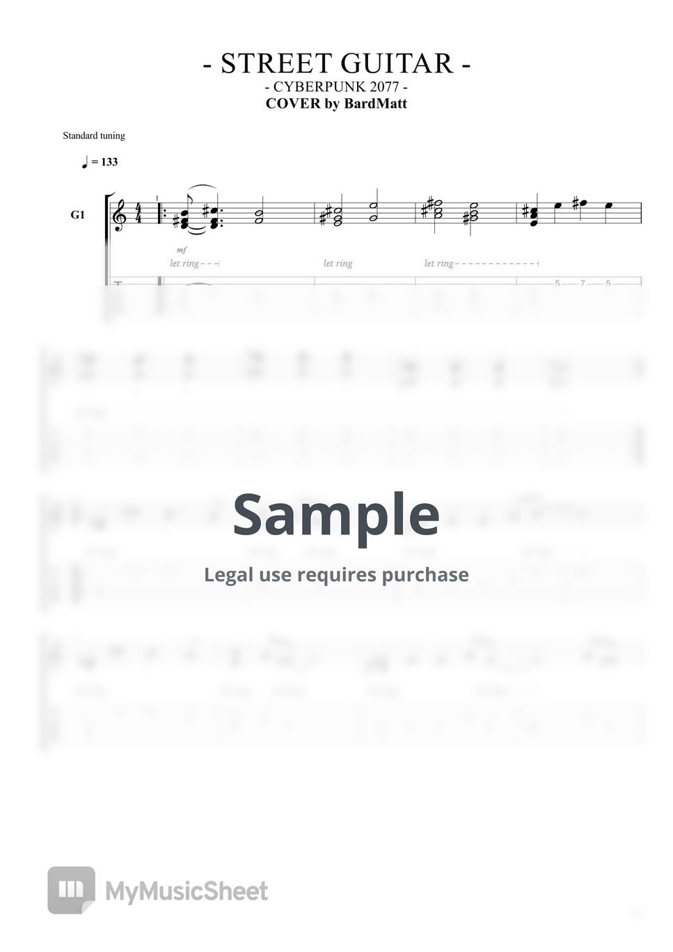 Cyberpunk 2077 - Ponpon Shit Street Guitar Sheet Music by Cyberpunk 2077