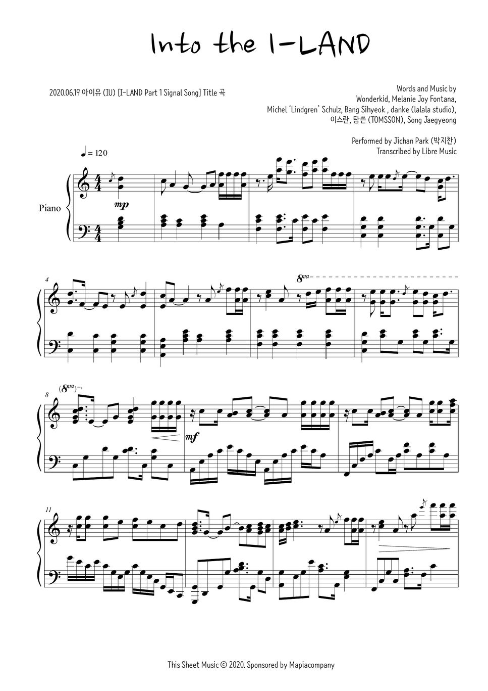 IU (아이유) - Into the I-LAND Sheet by JichanPark