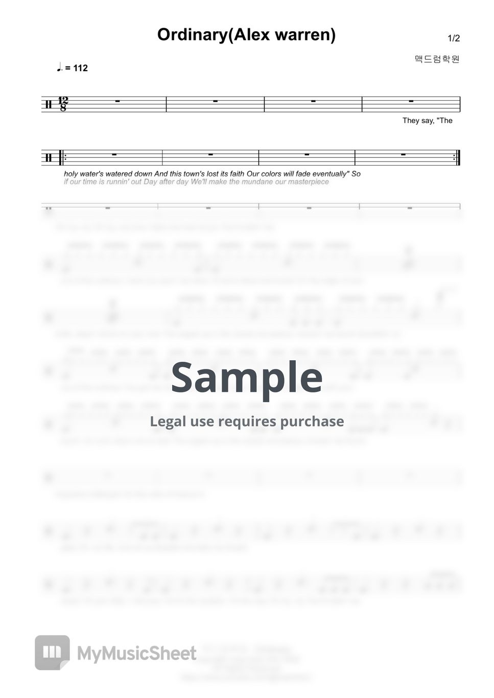 Alex warren - Ordinary Sheet Music by Mcdrum