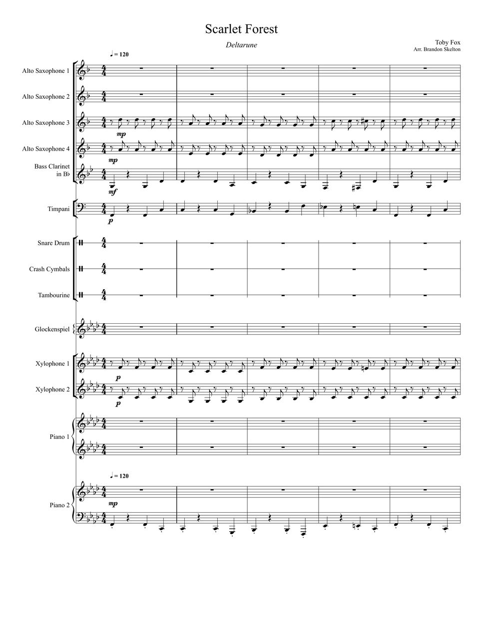 Toby Fox - Scarlet Forest (Full Score) 악보 by Brandon Skelton