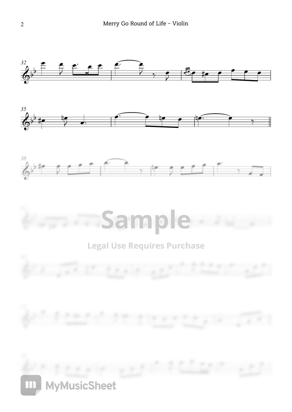 Hisaishi Joe Merry Go Round Of Life Howls Moving Castle Ost 악보 By