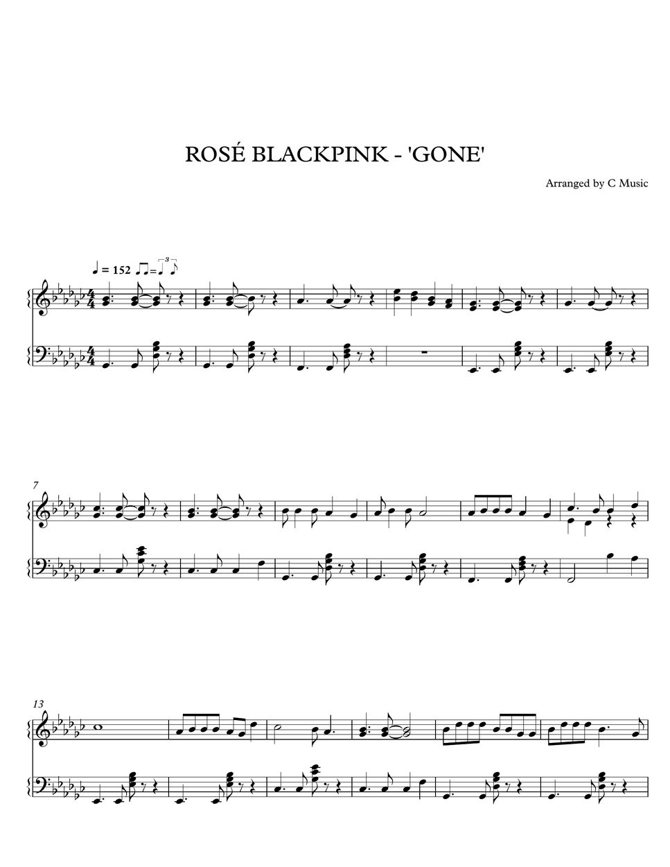 ROSÉ BLACKPINK - GONE Sheet by C Music