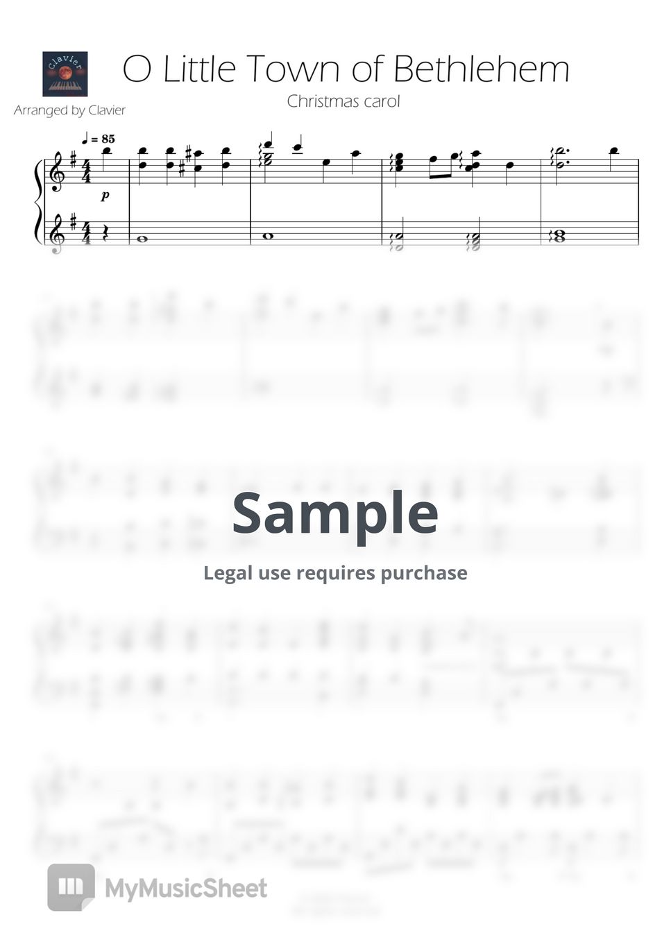 O Little Town of Bethlehem 樂譜 by Clavier