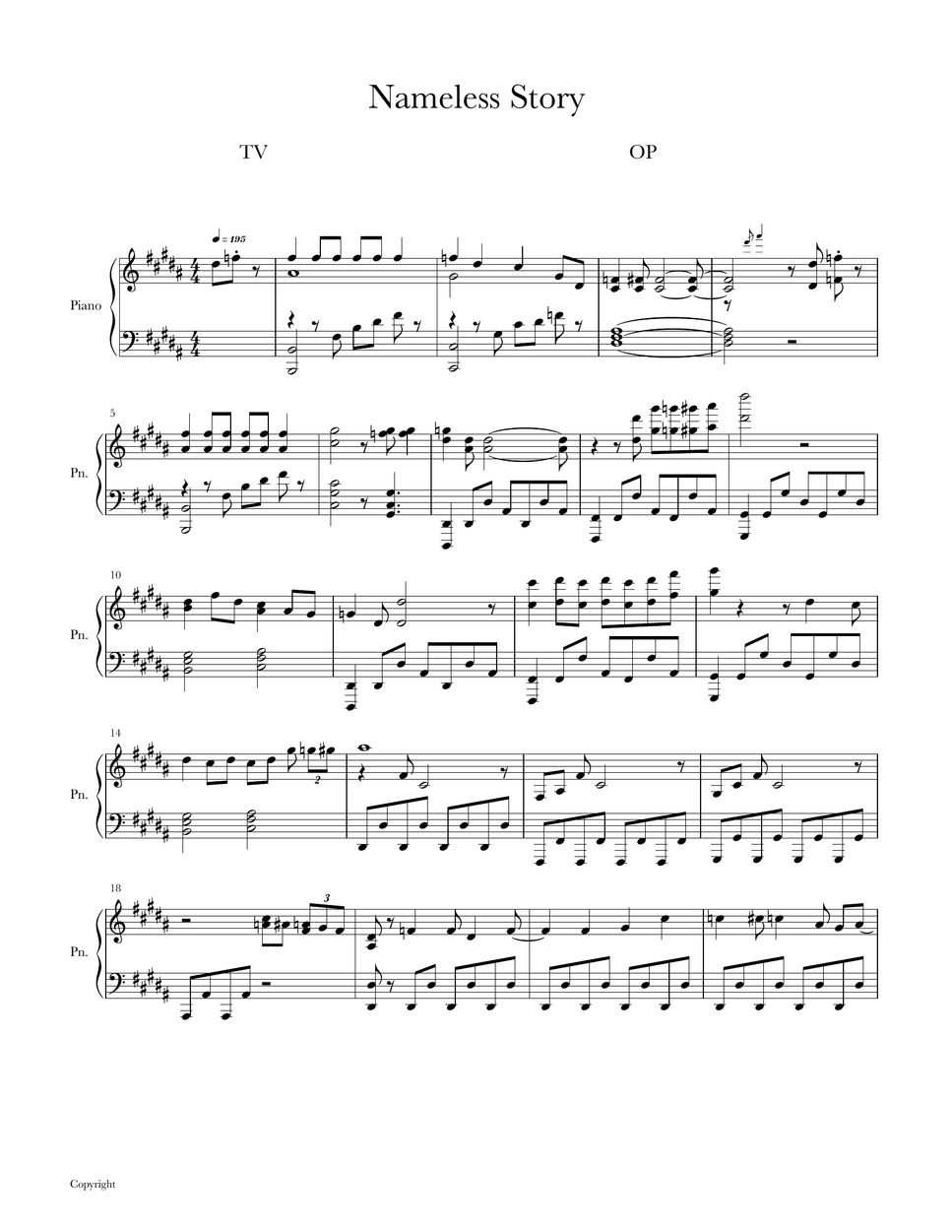 [anime sheet music] - 転生したらスライムだった件(Tensei Shitara Slime Datta Ken ...