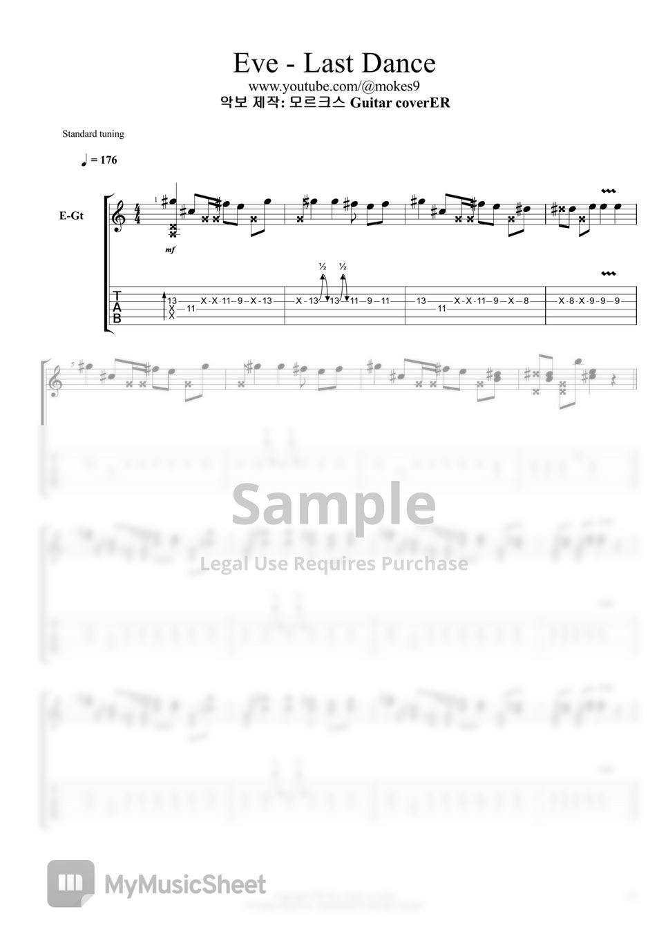 Eve(이브) - Last Dance(라스트 댄스) Tab + Partition à une seule portée by 모르크스 ...